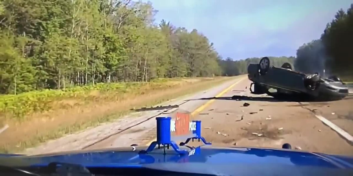 Michigan State Police dashcam captures rollover crash on I-75 Michigan State Police dashcam captures rollover crash on I-75